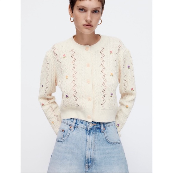 Zara | Tops | Zara Flower Cardigan | Poshmark